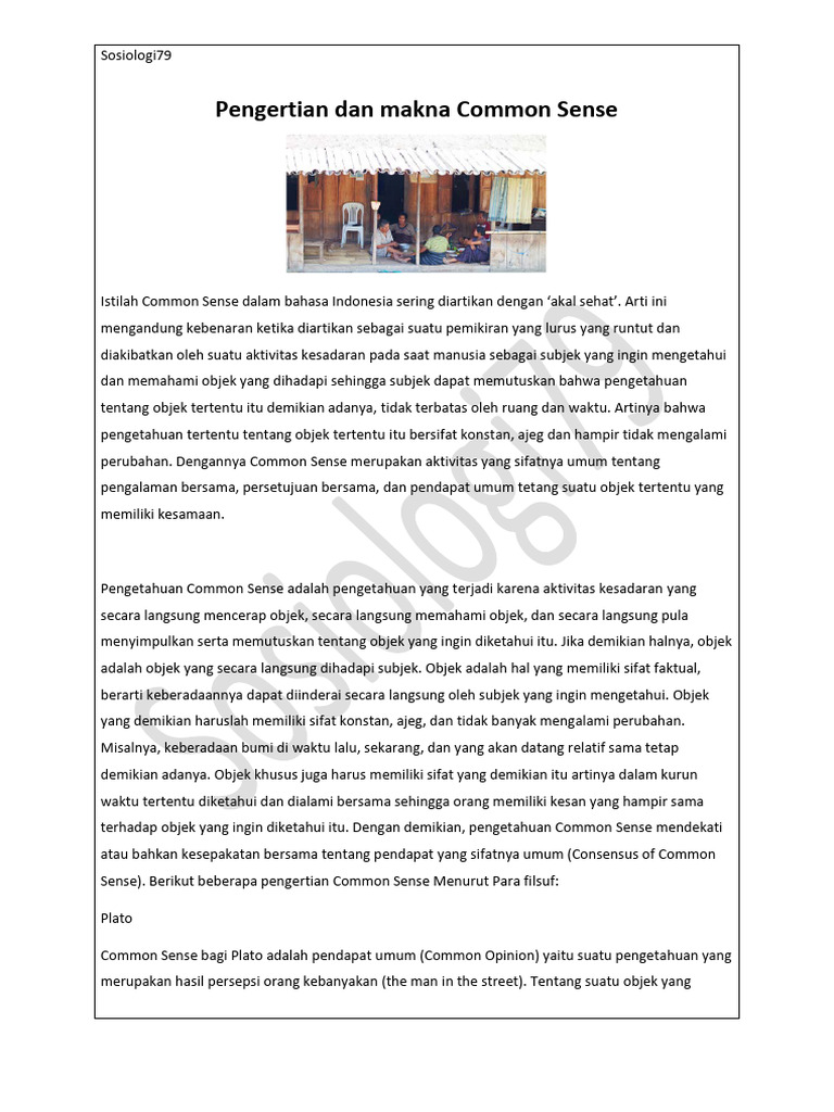 Pengertian Dan Makna Common Sense | PDF