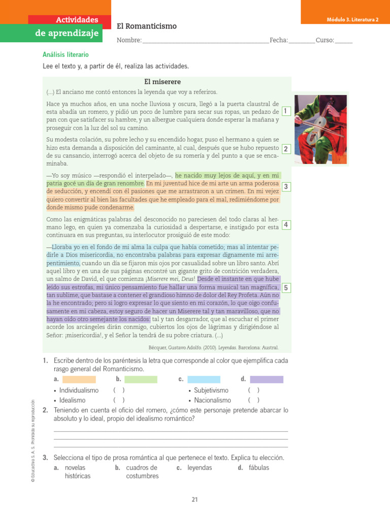 Actividades Romanticismo | PDF | Romanticismo