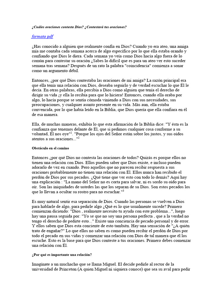 Cuáles Oraciones Contesta Dios | PDF | Oración | Dios