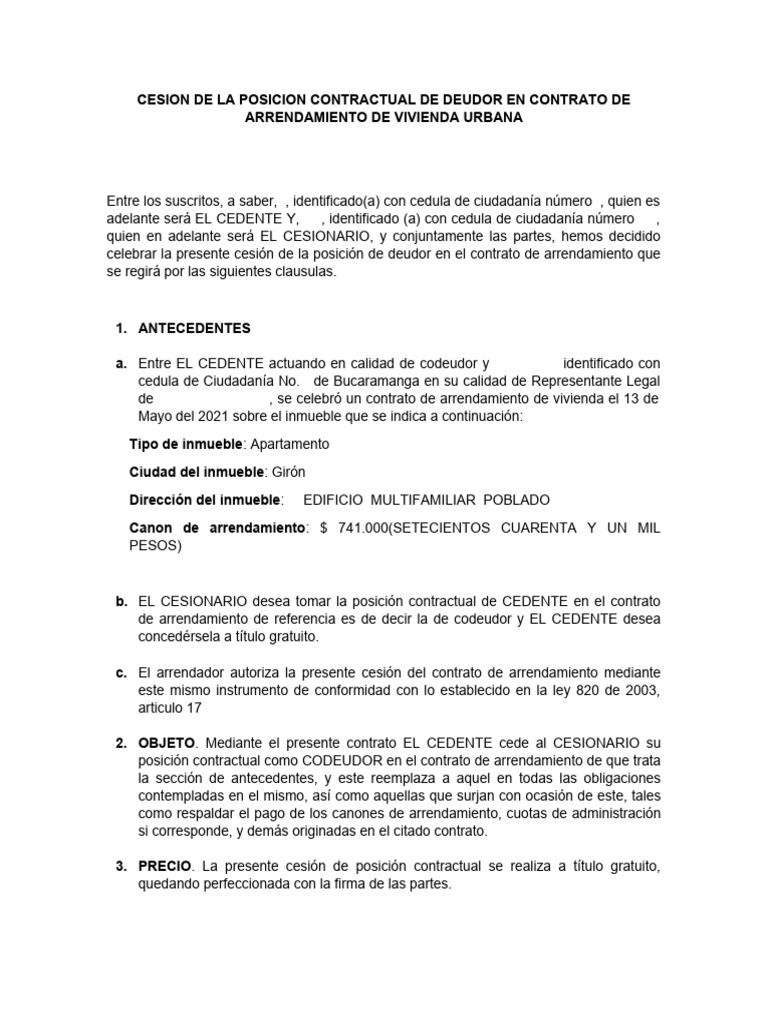 Contrato de Cesion Scrib | PDF | Ley común | Derecho privado