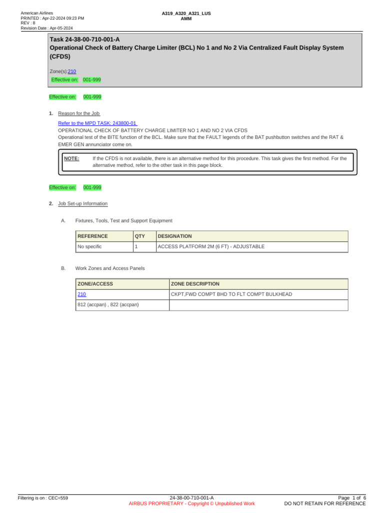 A320 Battery Charge Limiter Check | PDF | Electrical Equipment ...