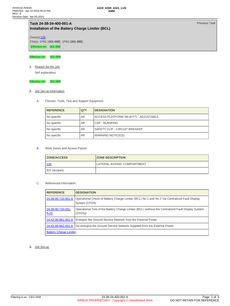 A319 - A320 - A321 - LUS - (AMM) (24!38!34-400-001-A Installation of ...
