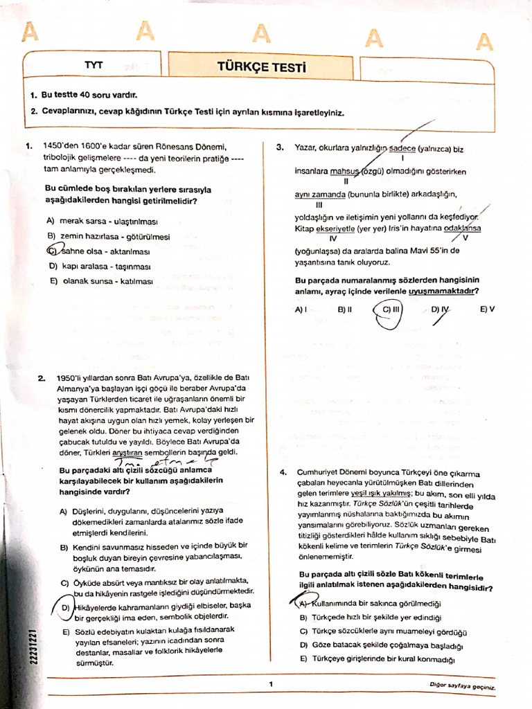 Esen Yayınları TYT Türkiye Geneli Deneme 2023 | PDF