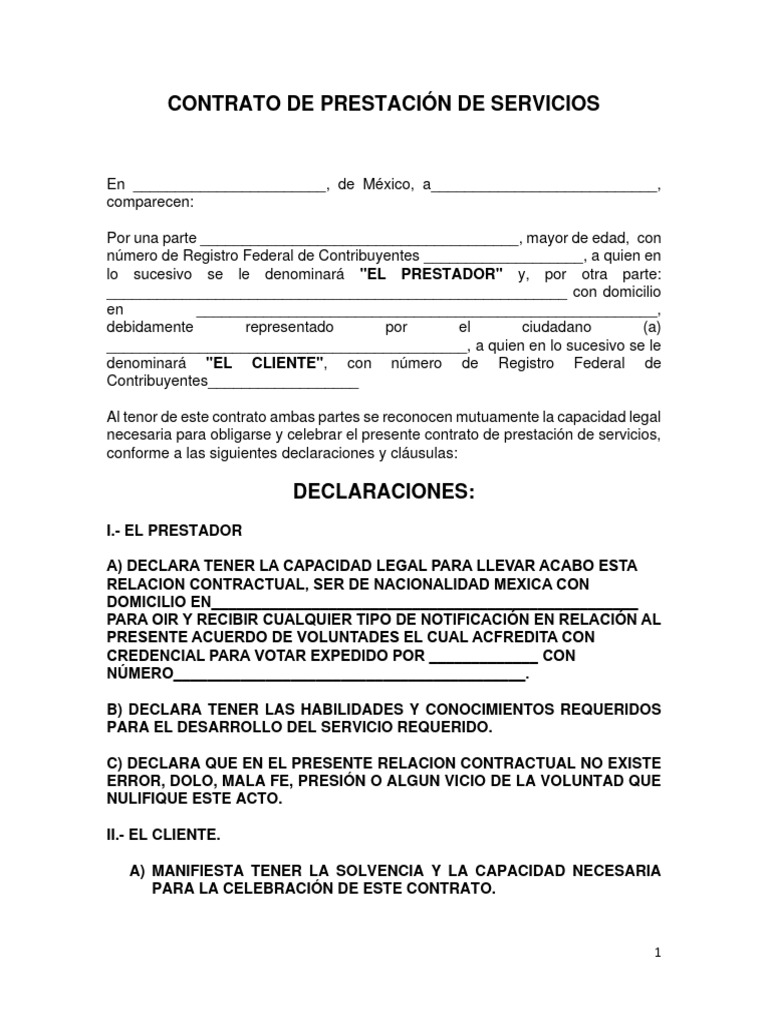 CONTRATO DE PRESTACIÓN DE SERVICIOS Machote | PDF | Justicia | Crimen y violencia