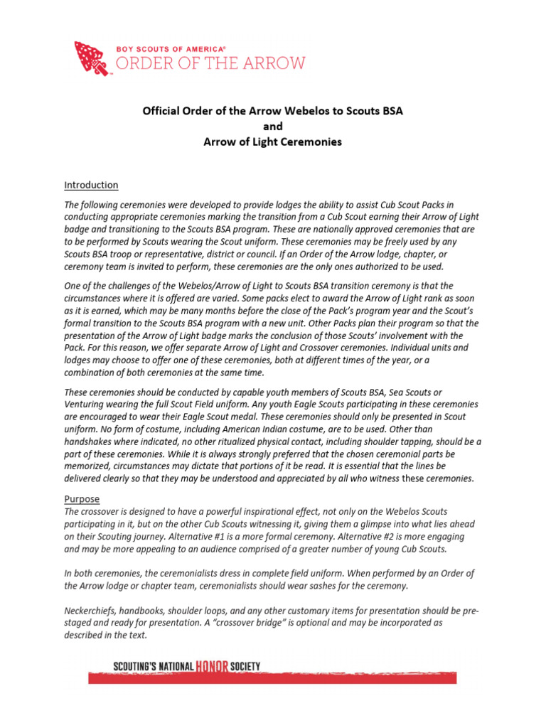 OA-Cub-Crossover-Arrow-of-Light-Ceremony-2021 | PDF | Boy Scouts Of ...