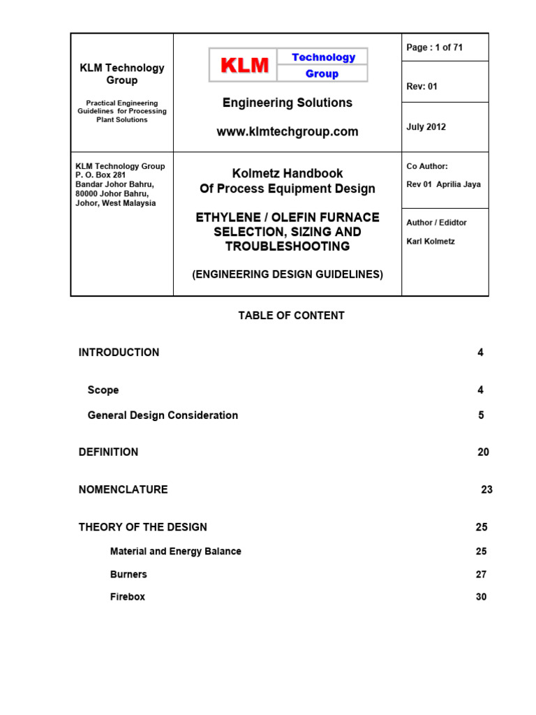 Engineering Design Guidelines Ethylene Olefin Furnace Rev1.2web | PDF | Cracking (Chemistry ...