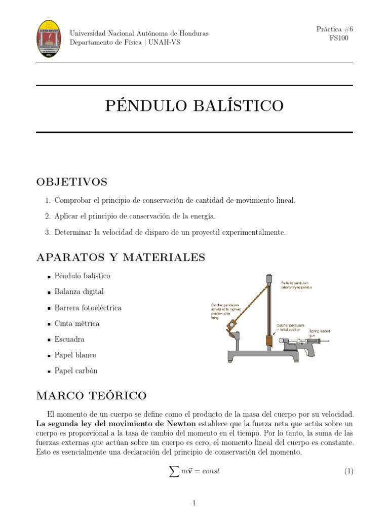 Péndulo Balístico | PDF | Fuerza | Péndulo