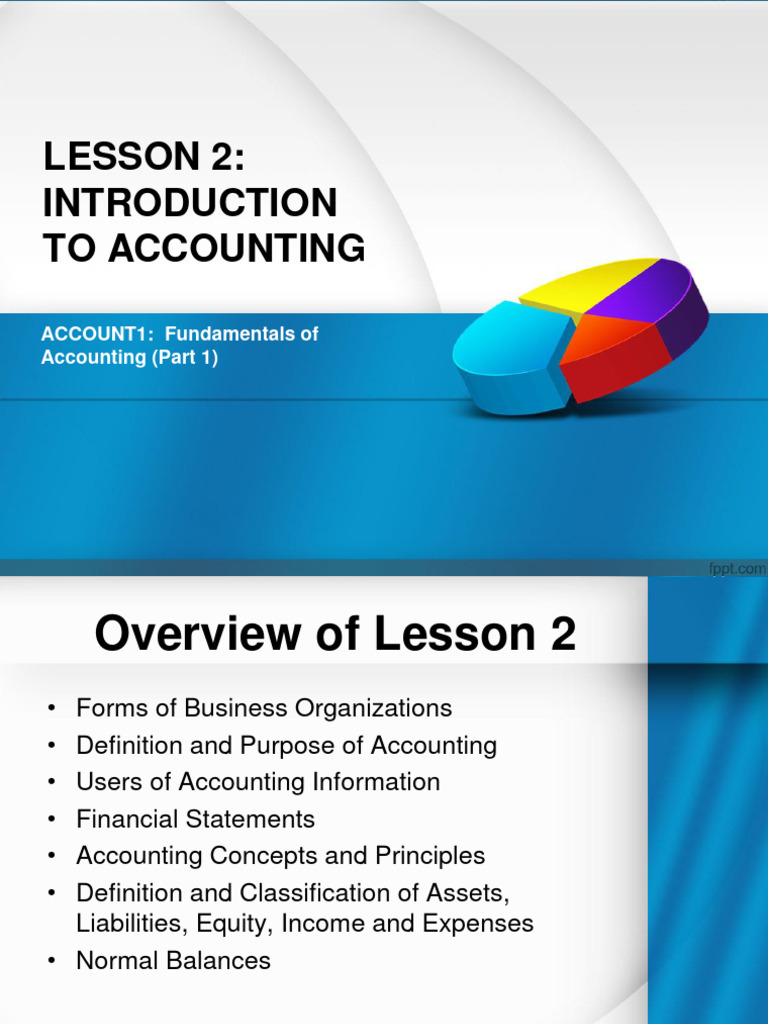 Lesson 1 Introduction to Accounting | PDF | Going Concern | Debits And ...