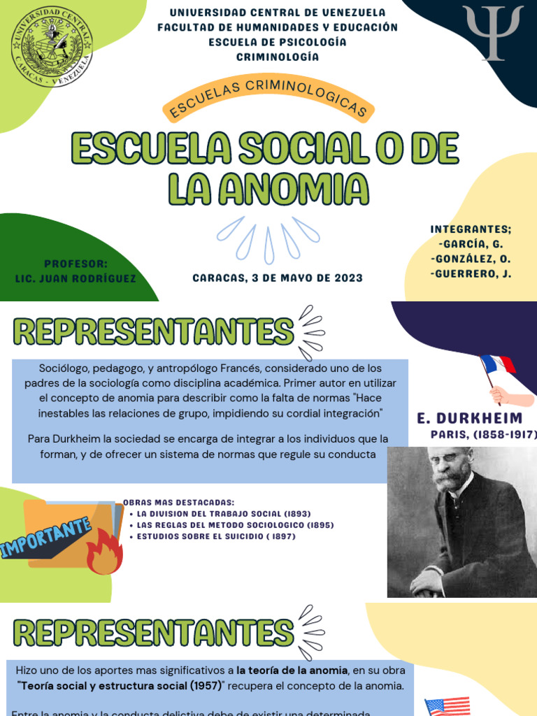 EXPO Escuela Social o de La Anomia | PDF | Sociología | Emile Durkheim