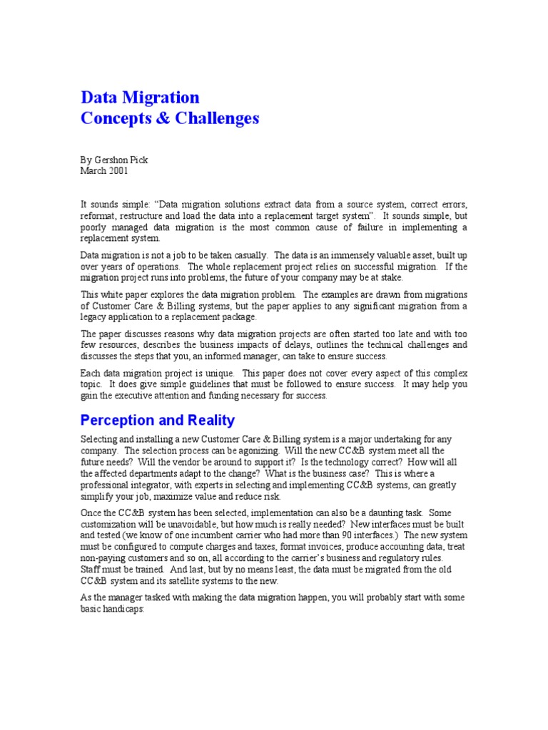 Data Migration Concepts & Challenges | PDF | Databases | Risk Data Migration Concepts & Challenges | PDF | Databases | Risk