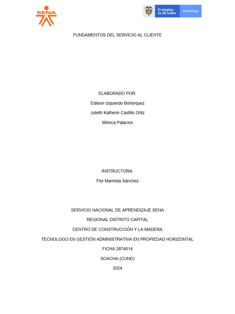 Taller 2 - Fundamento Del Servicio Al Cliente | PDF | Business | Cliente