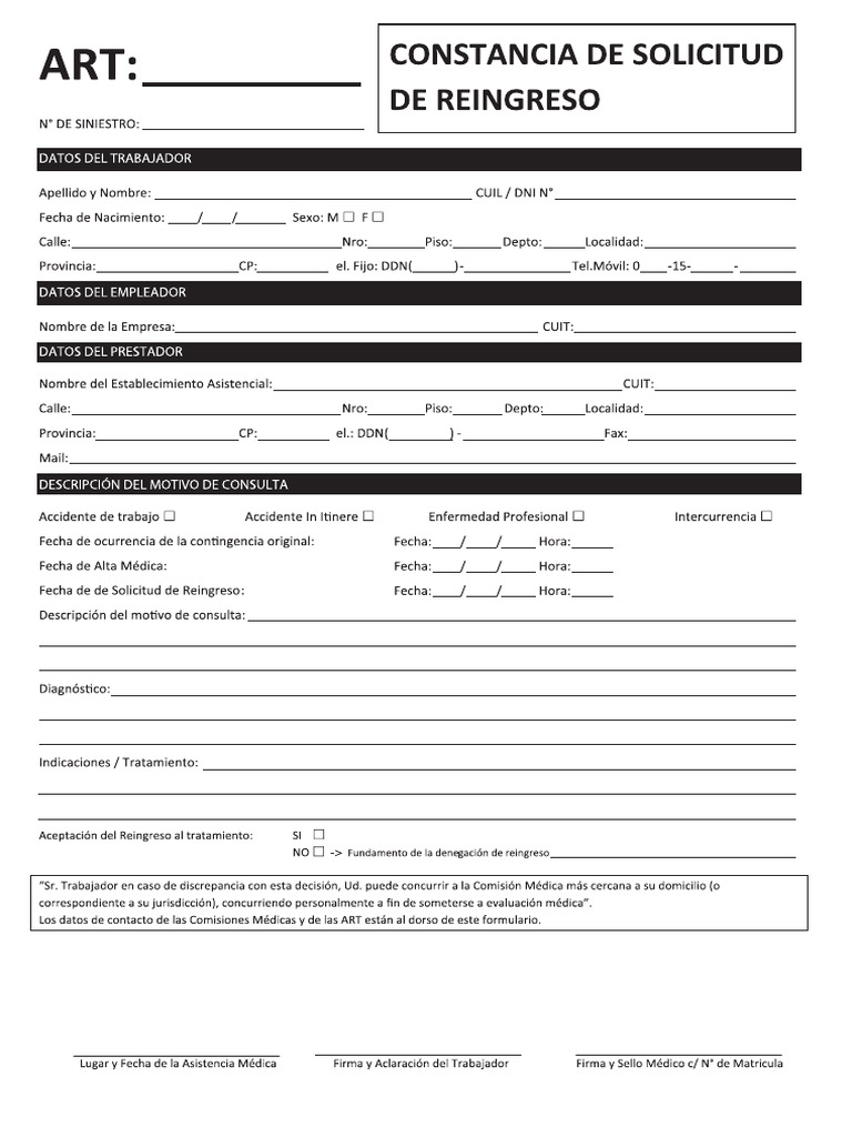 Formulario Solicitud Reingreso v8 | PDF