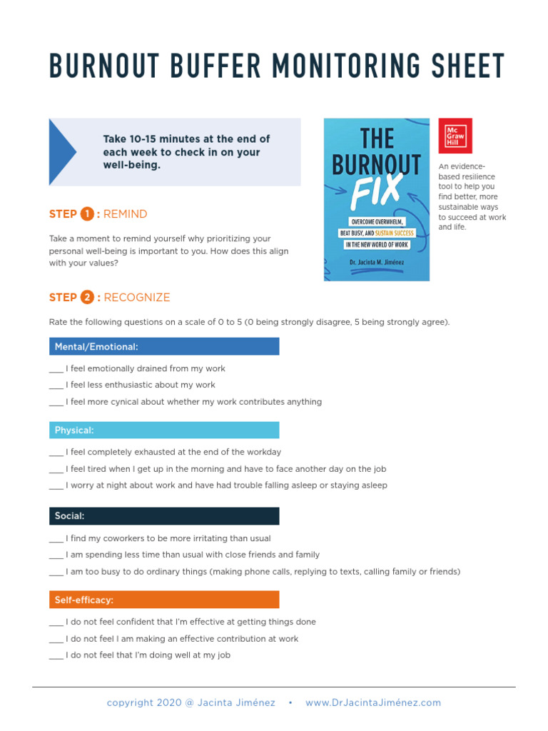 Dr.-J-Burnout-Buffering-Monitoring-Sheet | PDF | Occupational Burnout ...