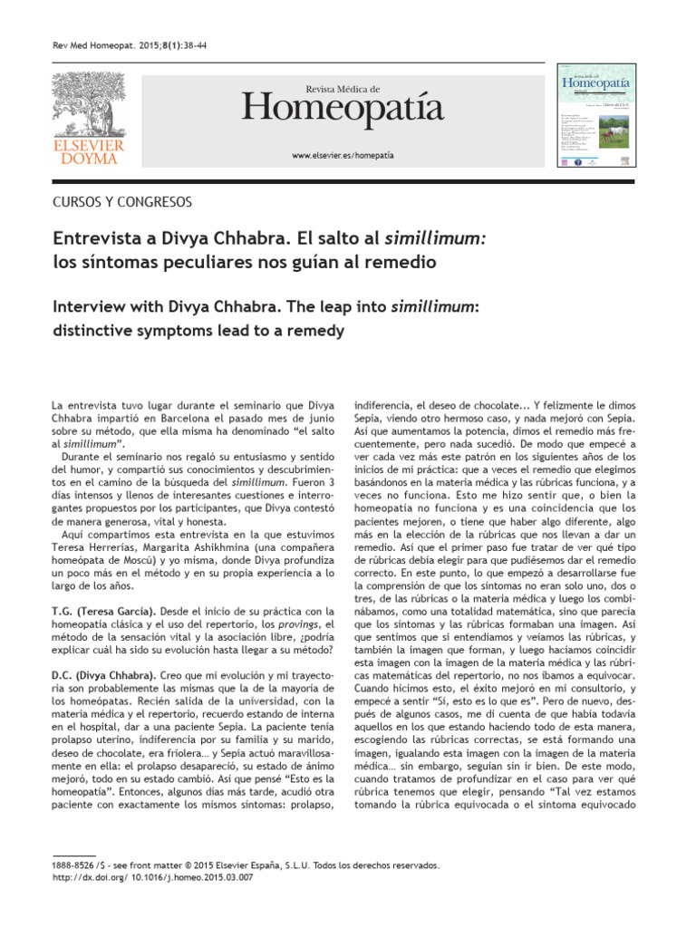Entrevista A Divya Chhabra. El Salto Al Simillimum - Los Síntomas Peculiares Nos Guían Al ...