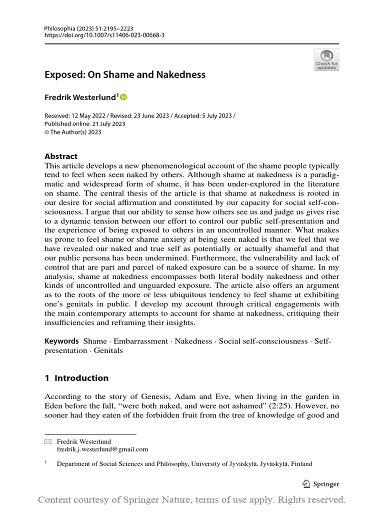 Exposed_On_Shame_and_Nakedness | PDF | Shame | Nudity