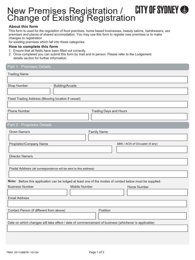 New Premises Registration and Change of Existing Registration | PDF