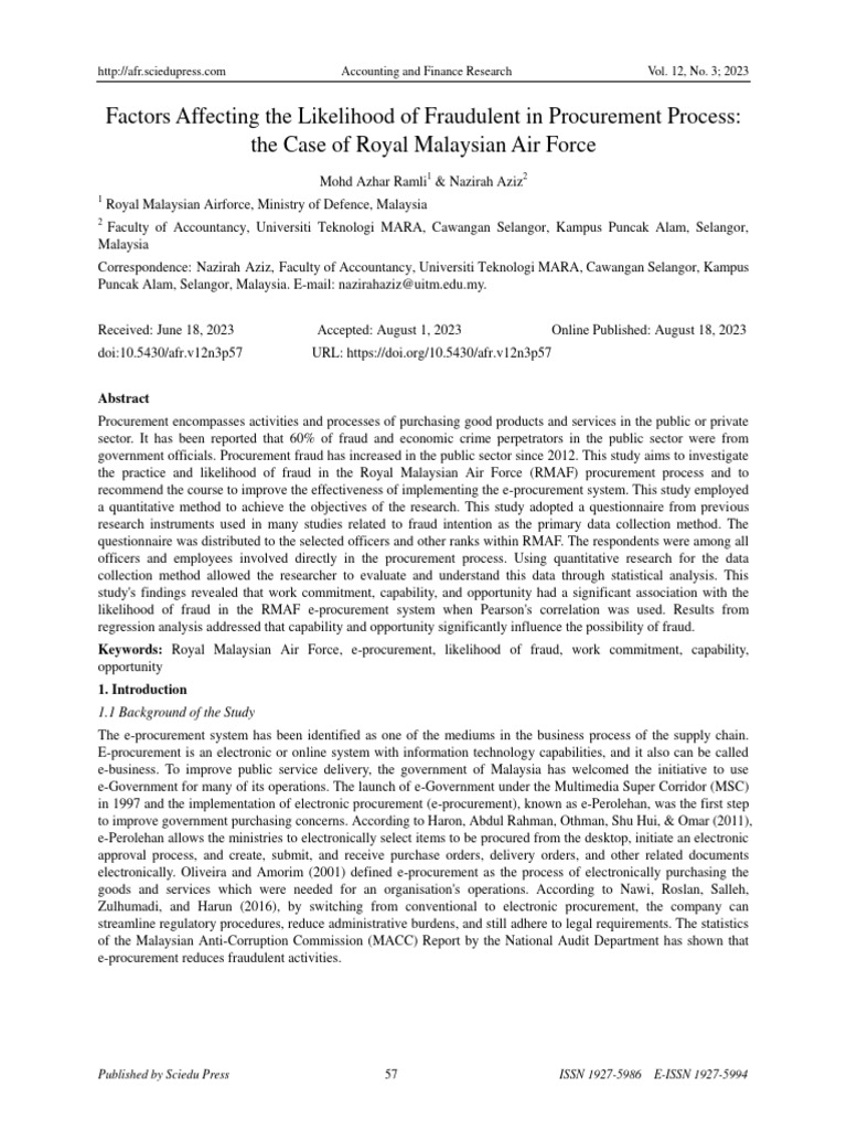 Factors Affecting The Likelihood of Fraudulent | PDF | Procurement | Corruption