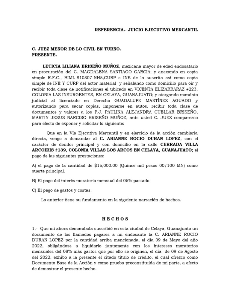 Demanda Mercantil | PDF | Demanda judicial | Justicia Demanda Mercantil | PDF | Demanda judicial | Justicia