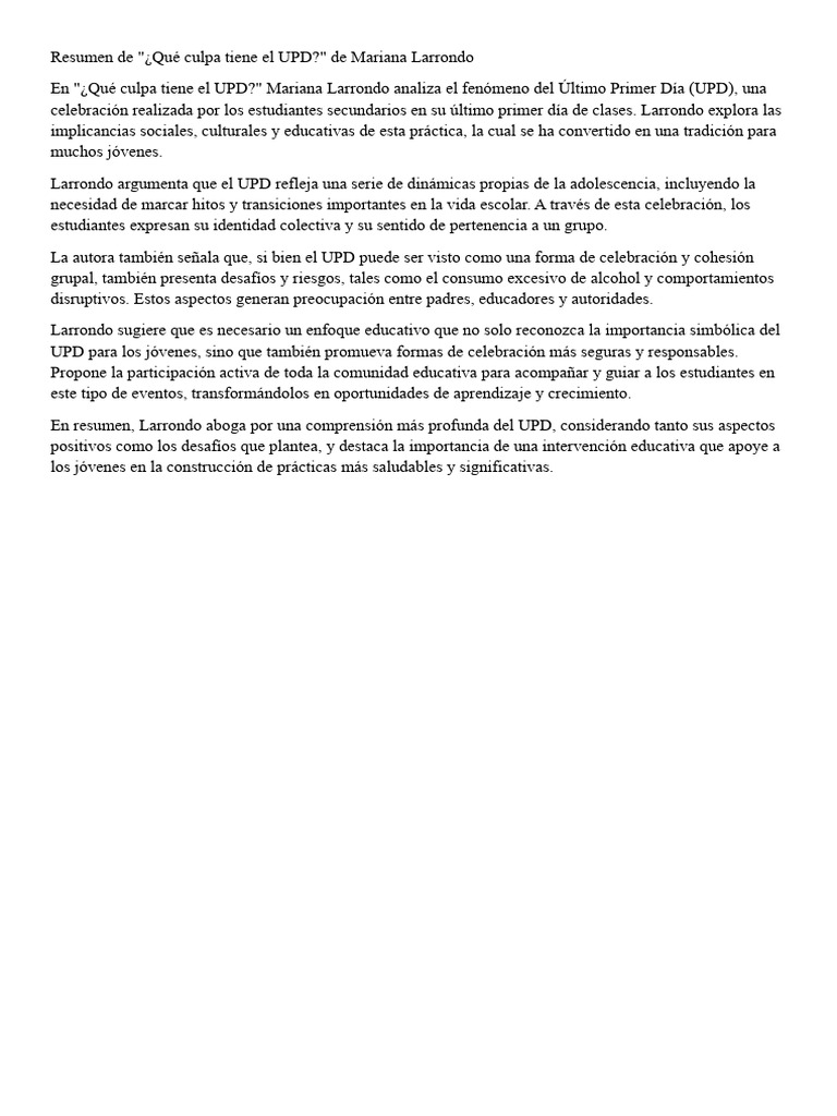 Qué Culpa Tiene El UPD | PDF