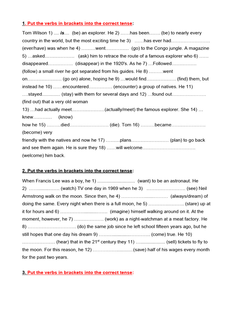 10 Texts To Revise Mixed Tenses With Key | PDF | Games & Activities ...