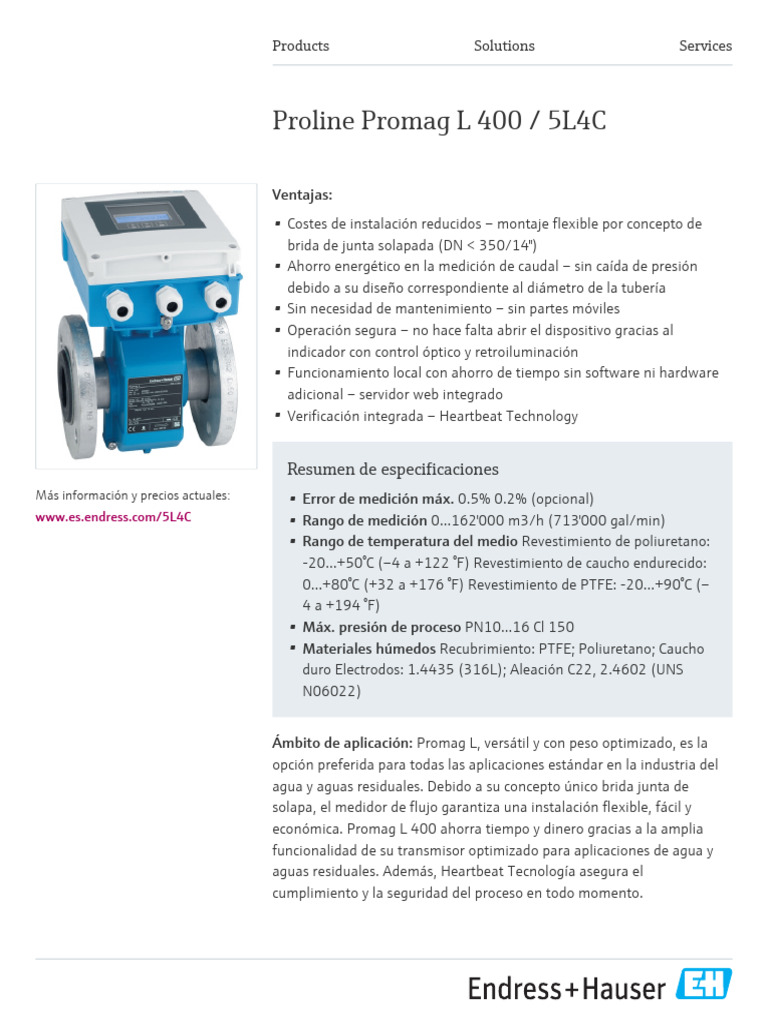 Endress-Hauser Proline Promag L 400 5L4C ES | PDF | Plomería