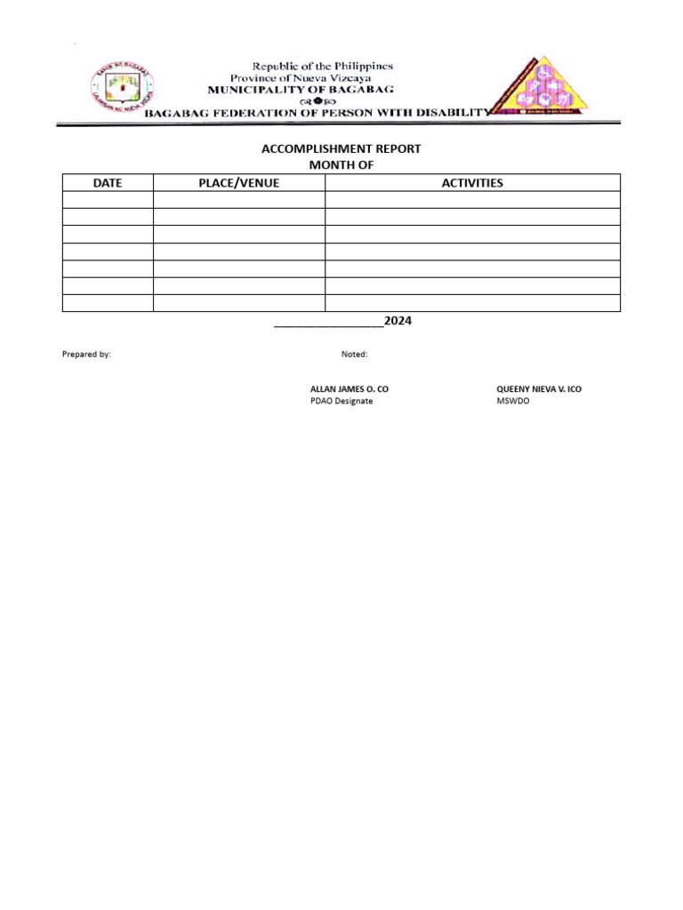 ACCOMPLISHMENT report pwd | PDF