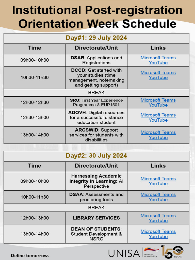 2024 Sem 2 Institutional Student Orientation Schedule | PDF