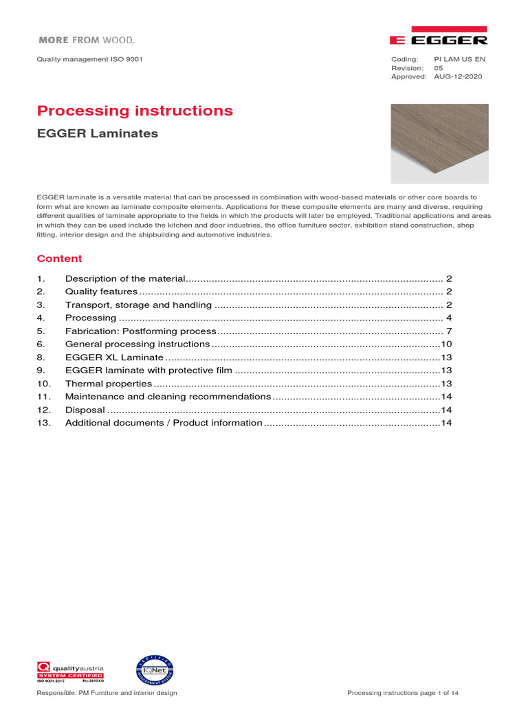 Pi Egger Laminate en Us | PDF | Adhesive | Lamination