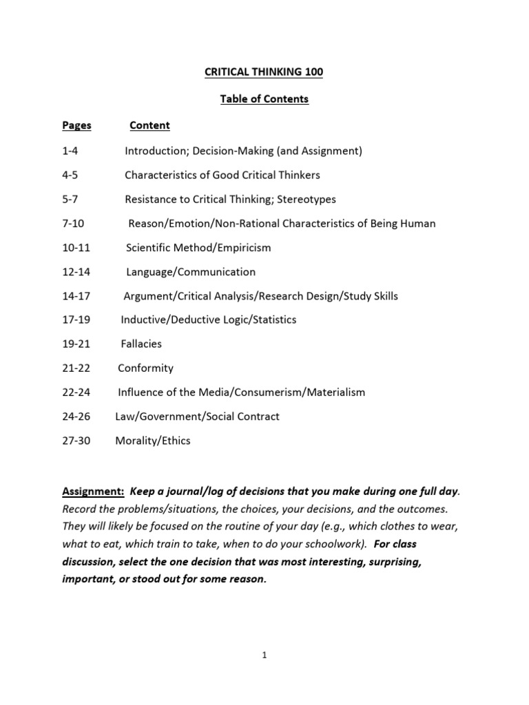 Critical Thinking Notes | PDF | Critical Thinking | Reason