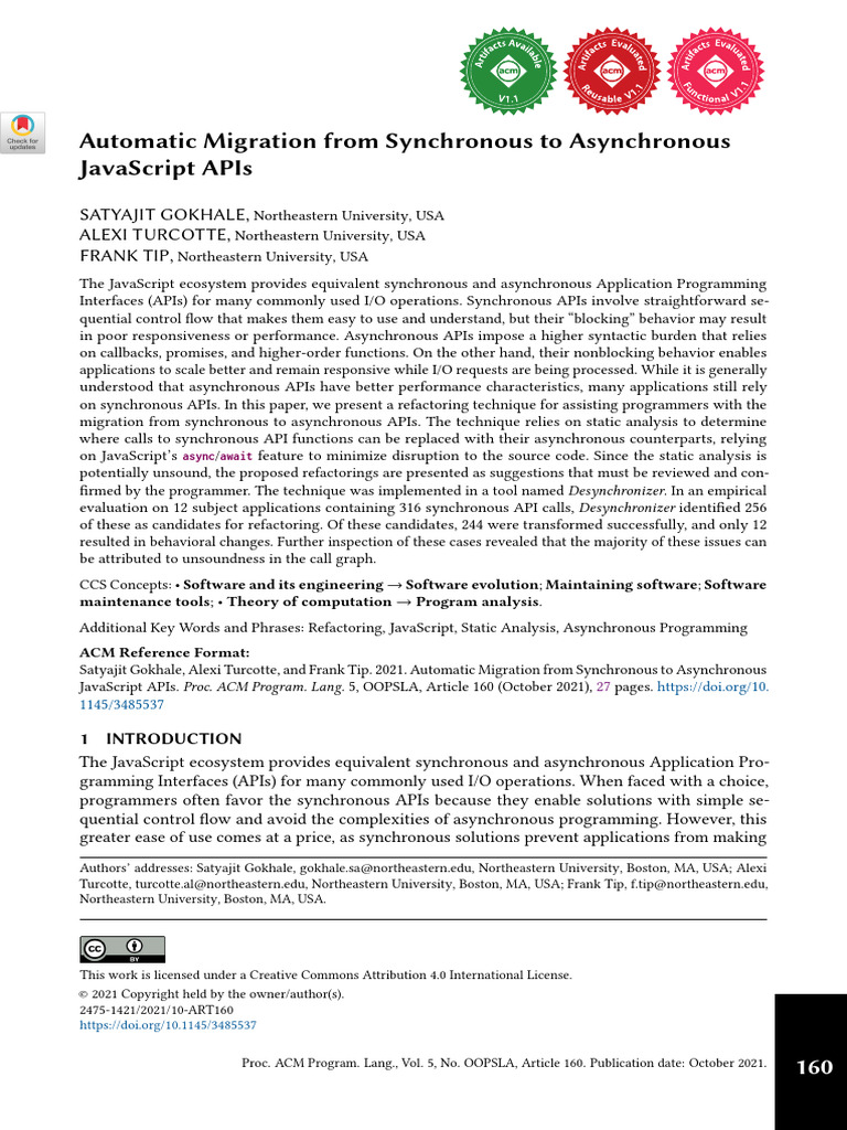 Automatic Migration From Synchronous To Asynchronous | PDF | Java Script | Library (Computing)