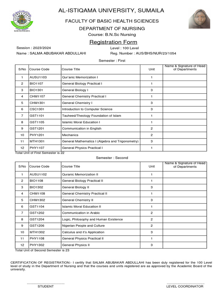 Course Form - First Semester, 2023_2024 (2) | PDF