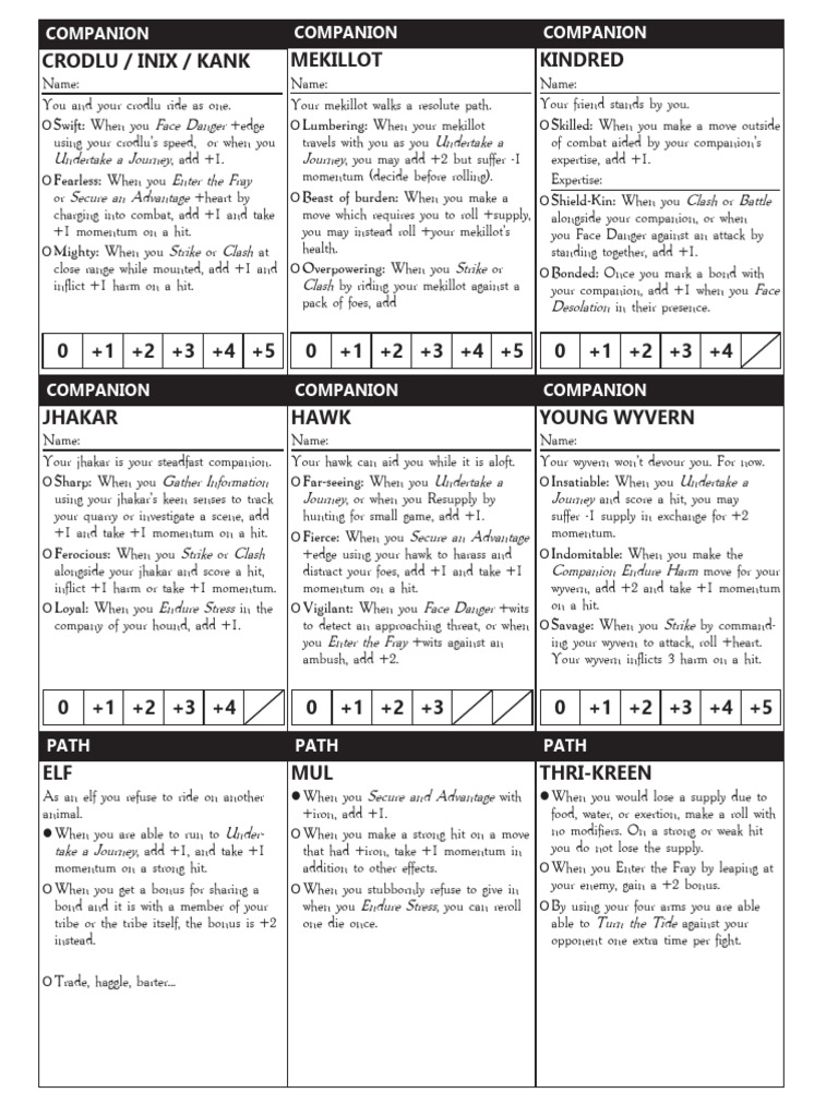 Crodlu and Mekillot Companions Guide | PDF