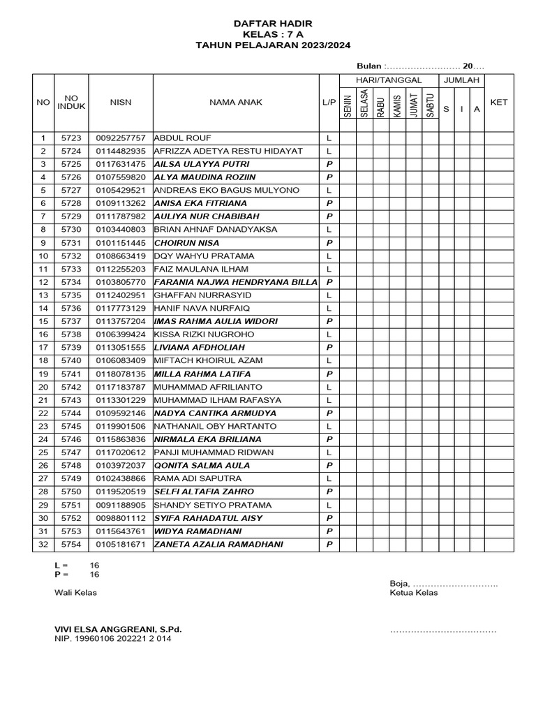 Daftar Siswa 2023 2024 Pdf