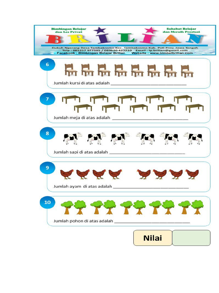 Soal Kelas 1 Bilangan 10 | PDF