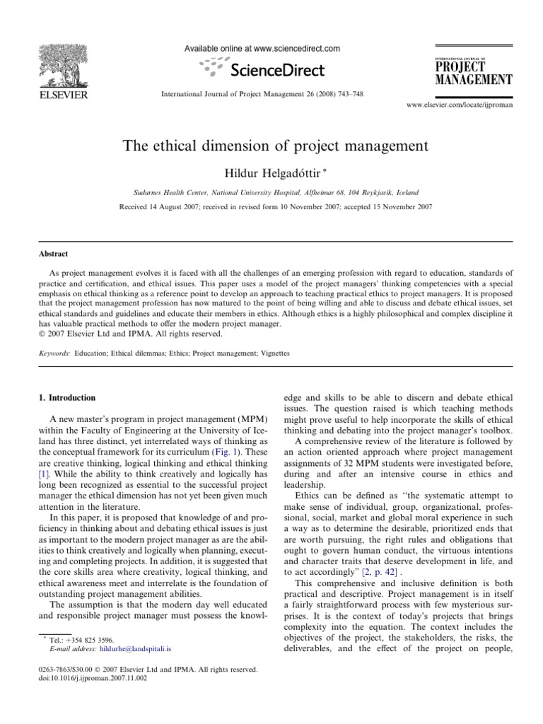 6-The Ethical Dimension of Project Management | PDF | Utilitarianism ...