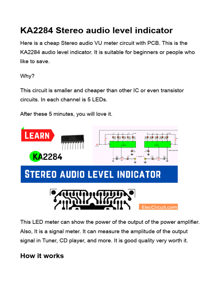 KA2284 Stereo Audio Level Indicator | PDF | Amplifier | Electronic Circuits