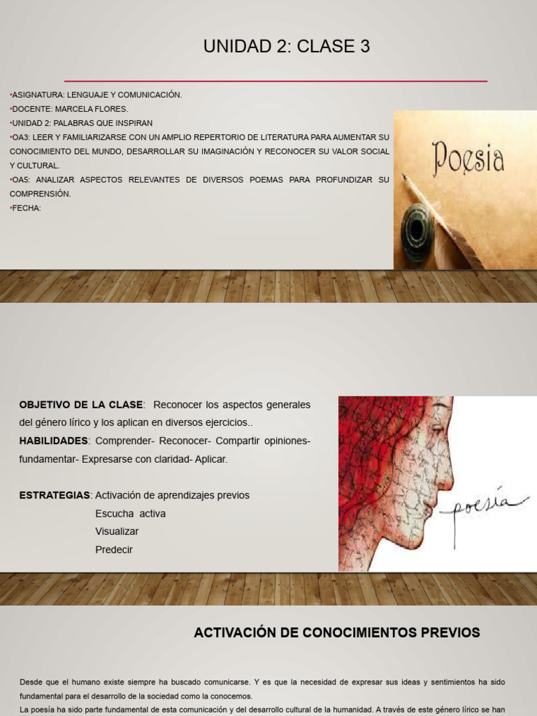 CLASE 3 - 6° Lenguaje UNIDAD 2 POEMAS | PDF