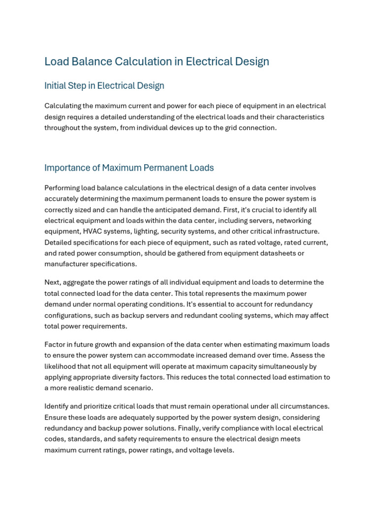 Section 5 Data Center Electrical Design - Load Balance Calculation in ...