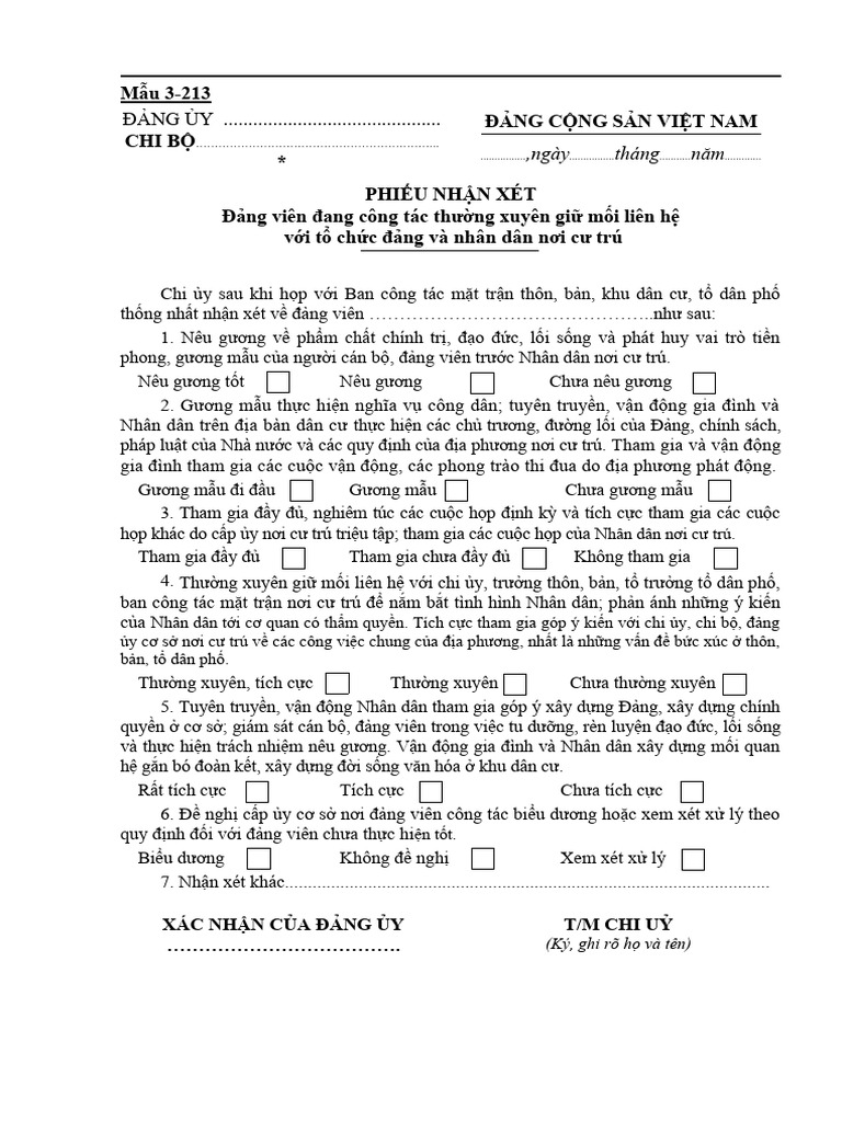 Nhan Xet Dang Vien 3.213 | PDF
