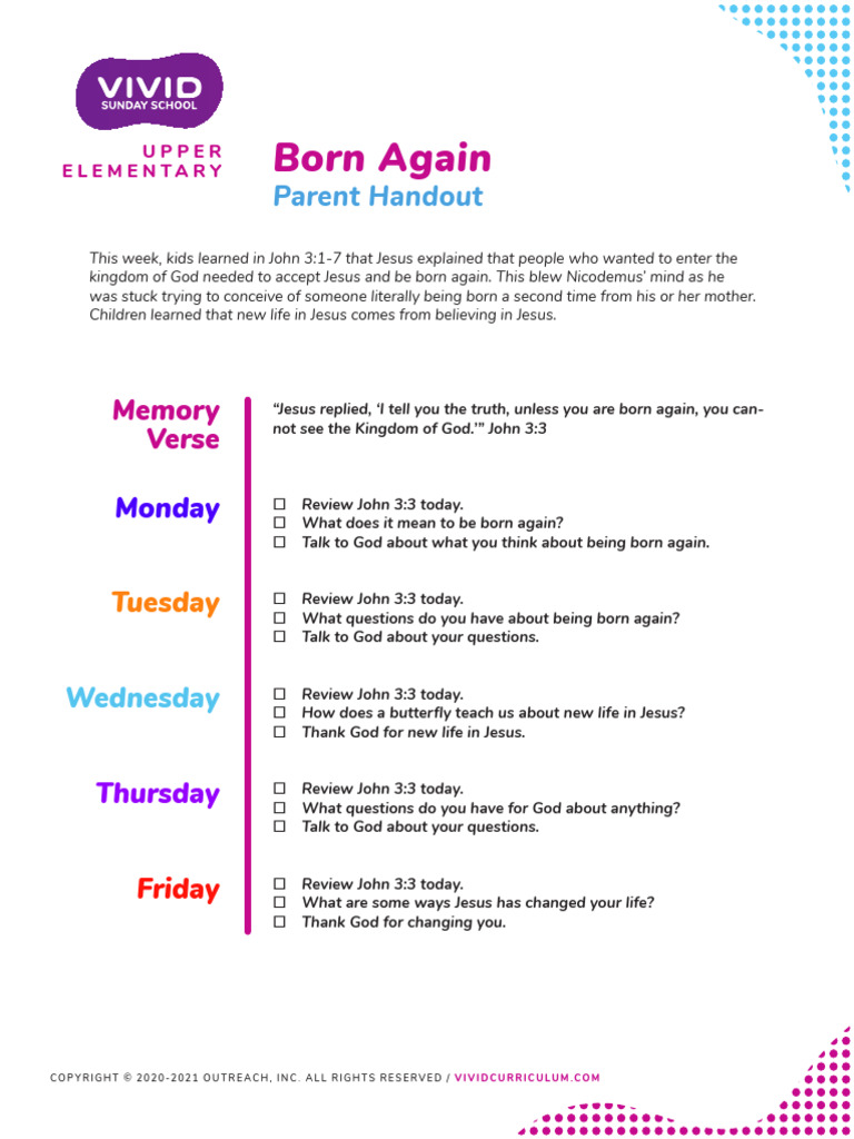 VIVID-Born Again HANDOUT-Upper Elementary | PDF | Born Again | Jesus