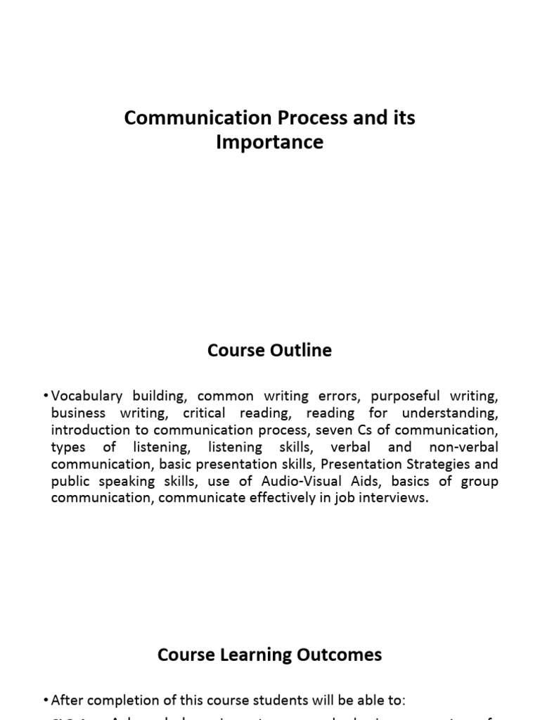 Communication Process and its | PDF | Communication | Information