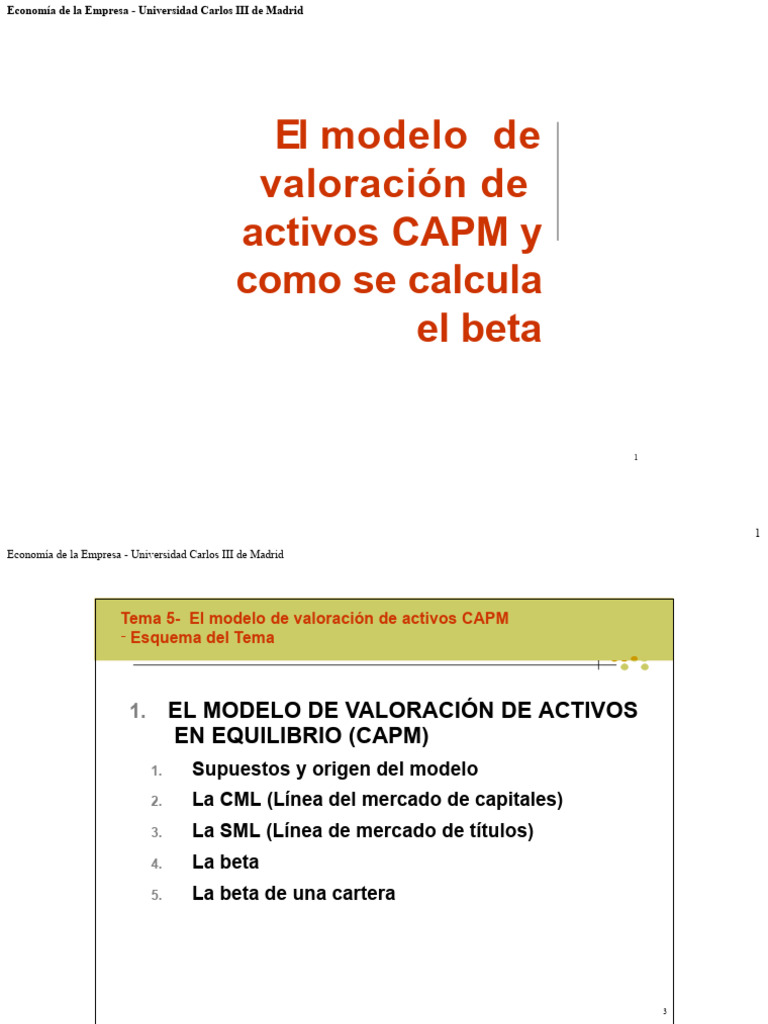 Capm Modelo España | PDF | Modelo de fijación de precios de activos de ...