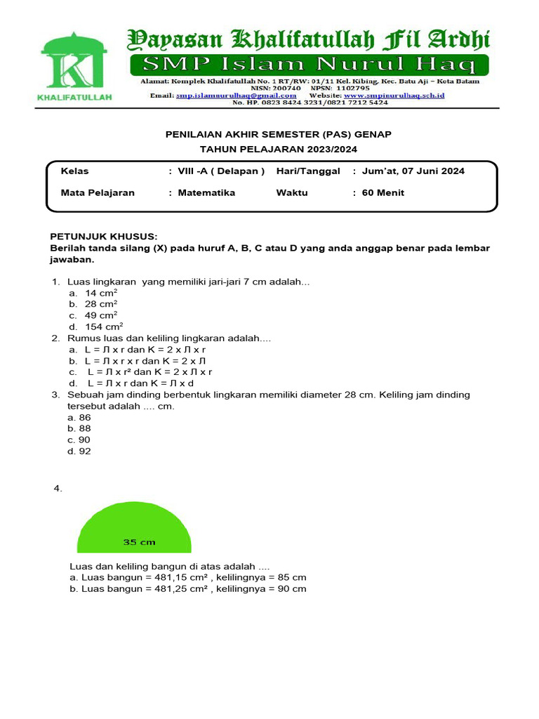 Soal Pas SMP Genap Elsa | PDF
