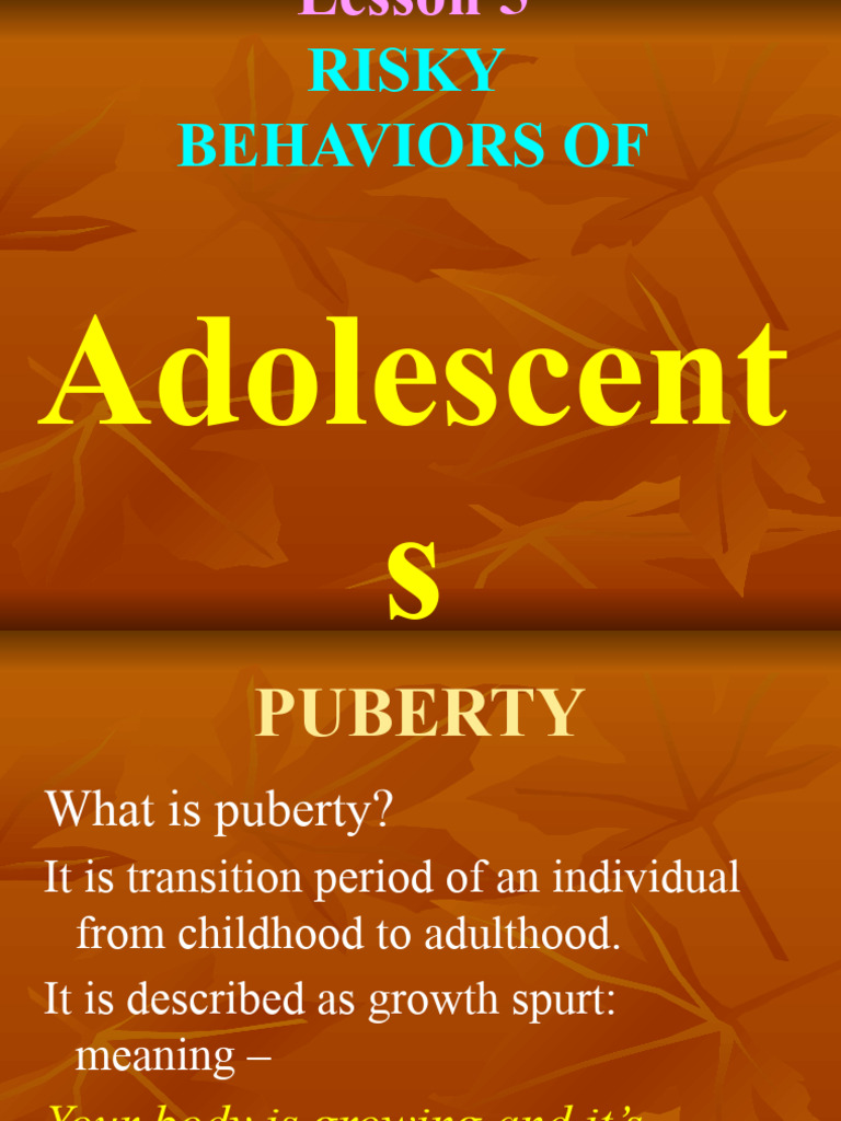 Adolescent Risk Behaviors | PDF | Adolescence | Puberty