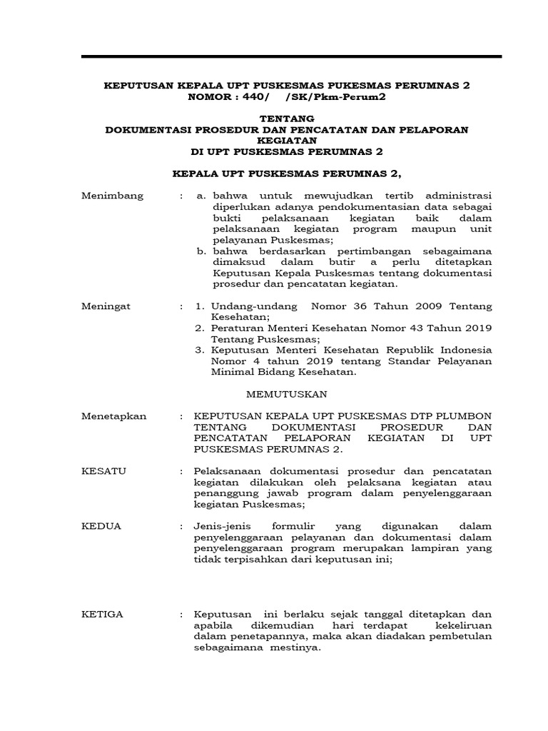1.2.5.2. SK DOKUMENTASI PROSEDUR DAN PENCATATAN KEGIATAN | PDF