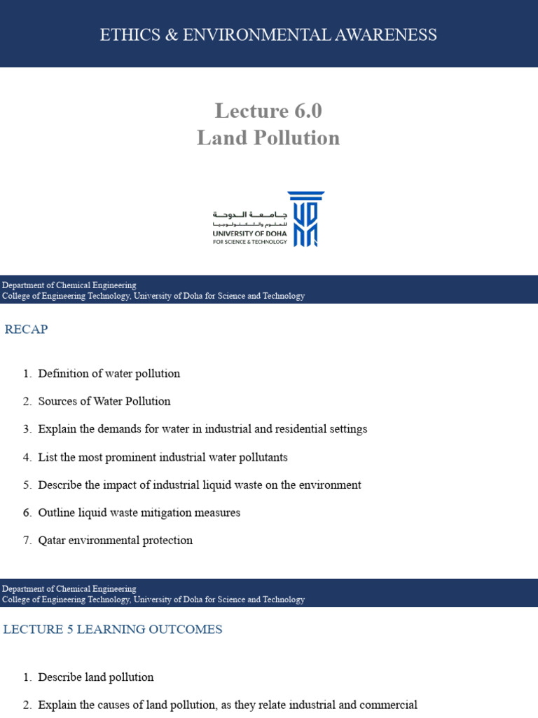 Lecture 6 Land Pollution 2 | PDF | Soil | Waste