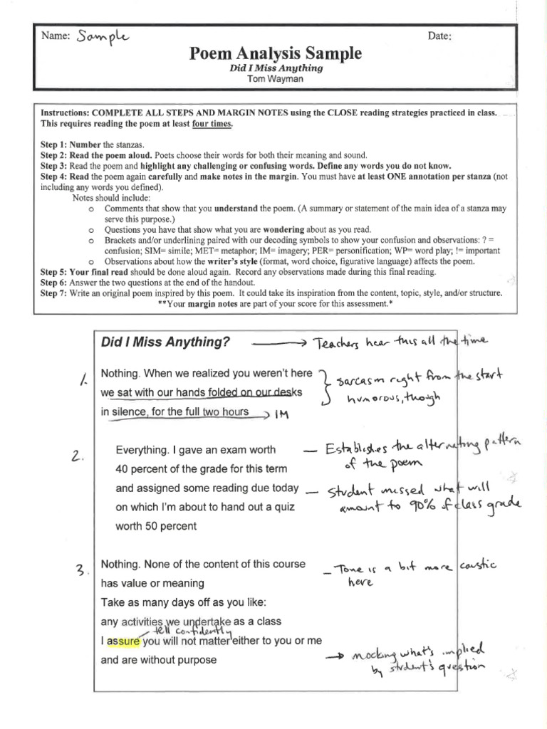 Poetry Analysis Sample | PDF