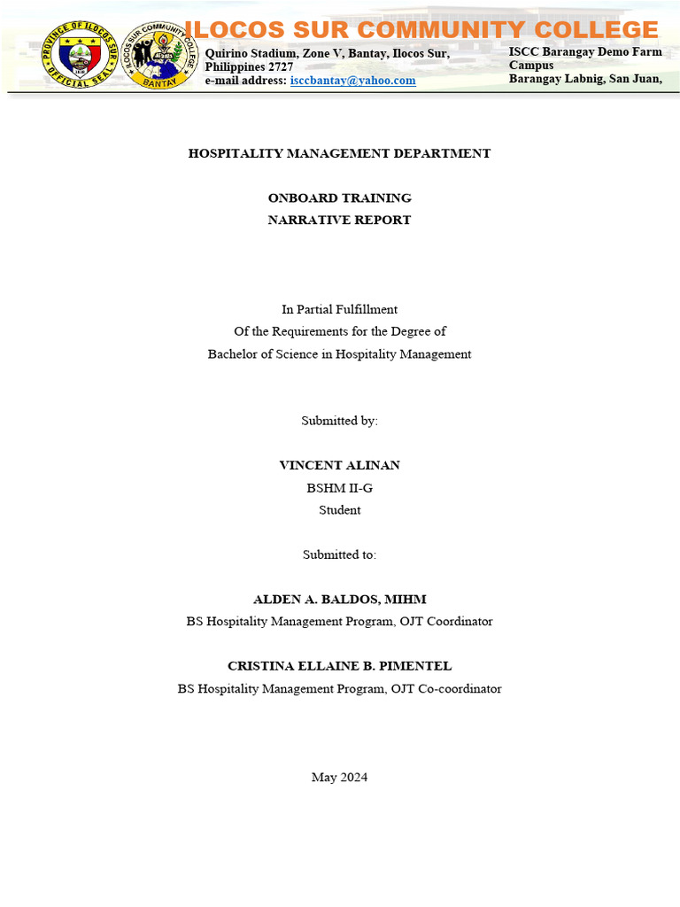 Santina Final Format Ojt Narrative Report | PDF | Logistics