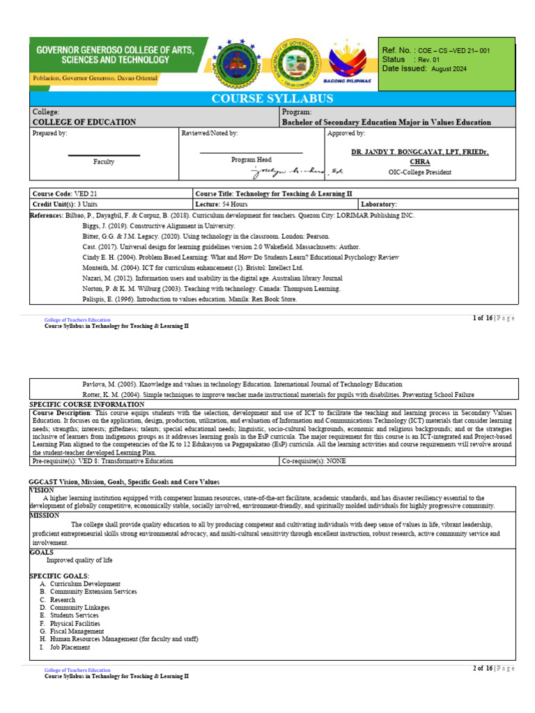 VED21 Technology For Teaching Learning | PDF | Educational Technology | Learning