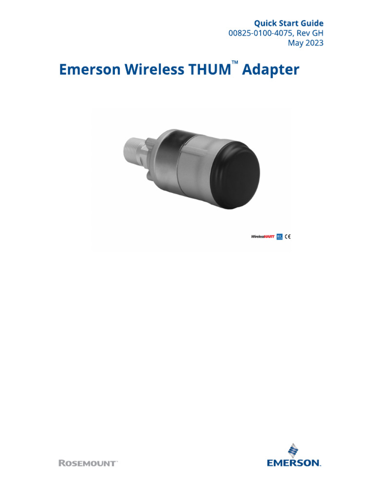 Quick Start Guide - Emerson Wireless THUM Adapter | PDF